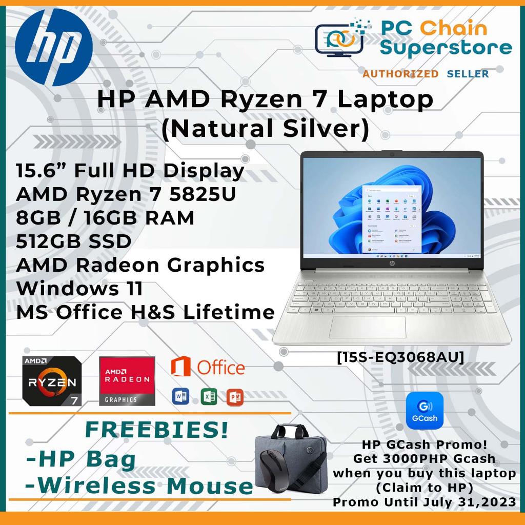 HP 15S-EQ3068AU (Natural Silver) Laptop - 15.6" FHD IPS | AMD Ryzen 7 ...