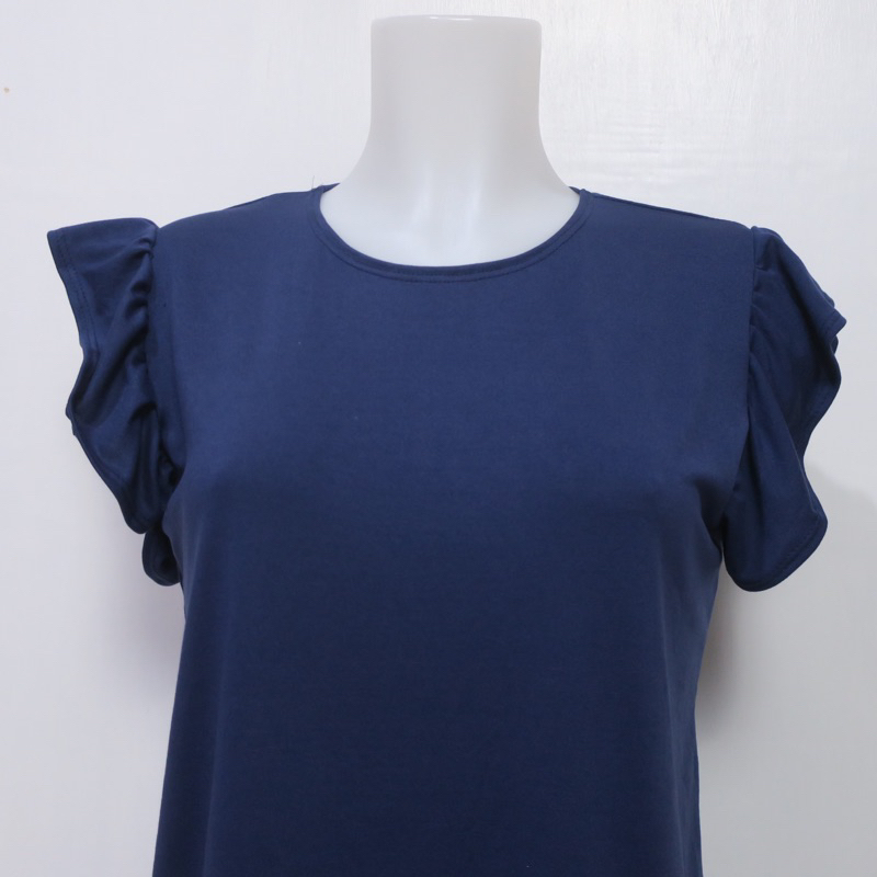 Kfb1 Plain Ruffles Sleeves Blouse Tops Fashion Ootd Daily Tops|Fits S ...