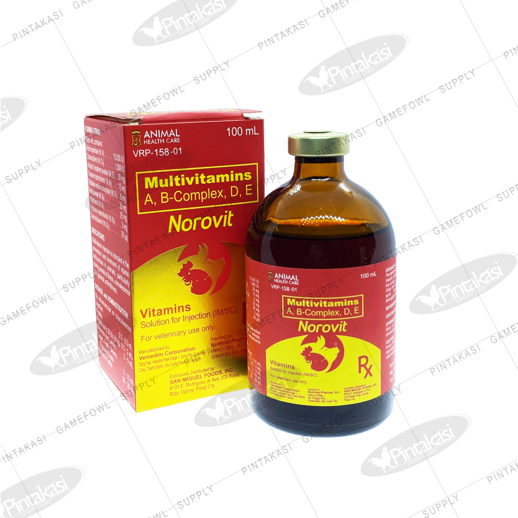 Norovit Multivitamins A, B Complex, D, E 100ml for Gamefowl Rooster ...