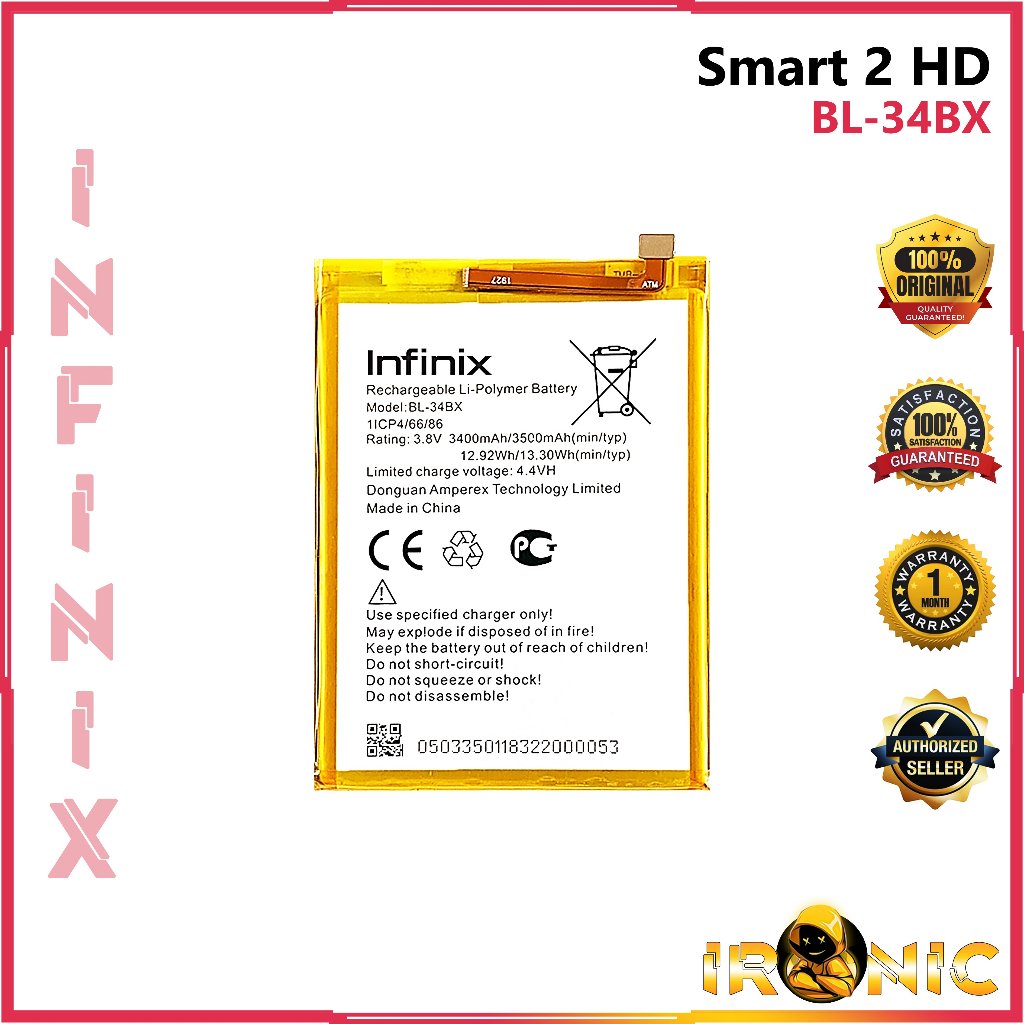 Infinix Smart 2 HD Battery Model BL-34BX Original Equipment Manufacture ...