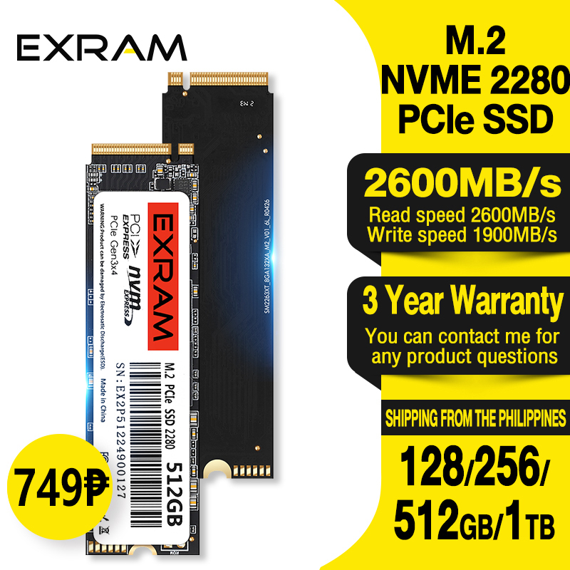 EXRAM M.2 SSD SATA NVMe PCIe Gen 3.0 Solid State Drive 128G 256G 512G ...