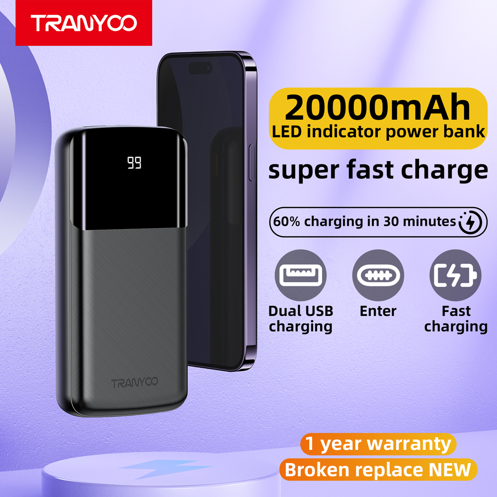 Tranyoo D09 20000mAh Powerbank Original 2.1A Fast Charge Stylish ...