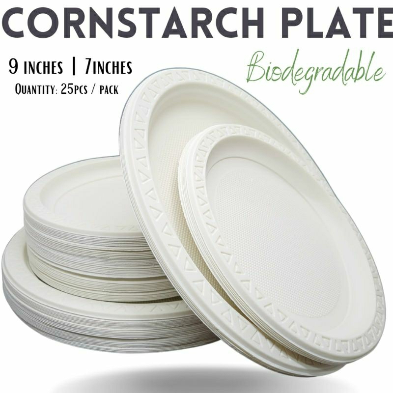 Cornstarch Plate Biodegradable 25pcs for party Rice meals Dessert ...