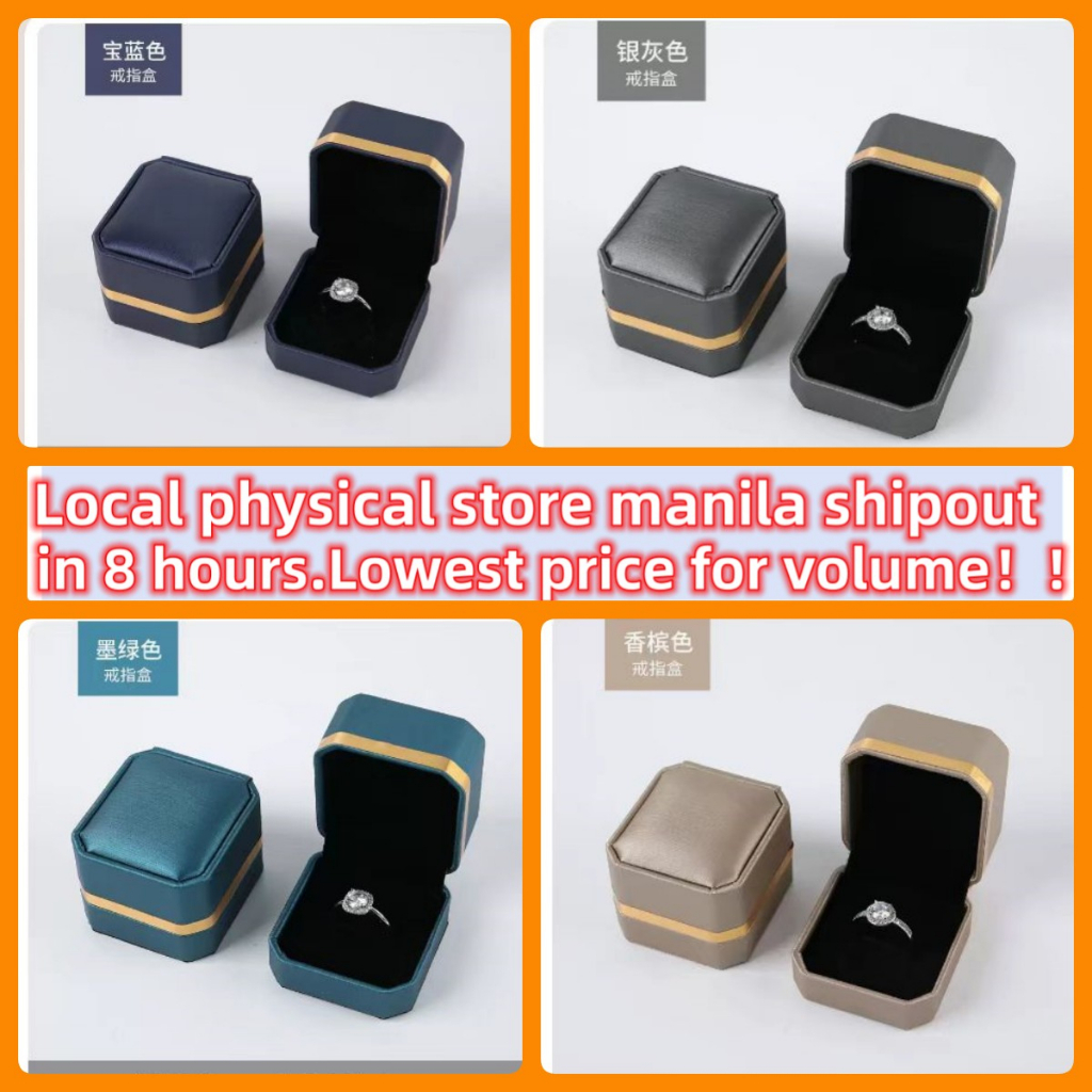 In Stock High-end Gold-rimmed Leather Jewelry Box Ring Box/necklace ...