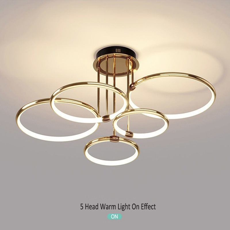 Modern Chandelier Ceiling Lights for Living Room Tri color Circle ...