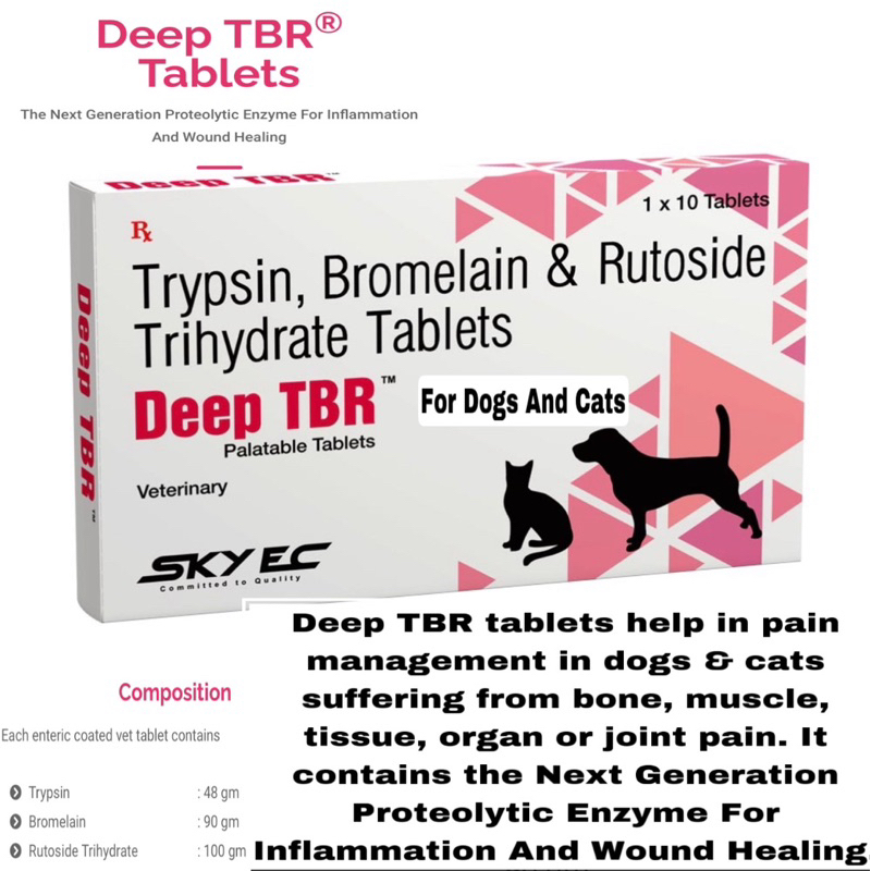 Sky Ec Deep TBR Pain And Wound Healing On Dogs And Cats 10Tablets Pack ...