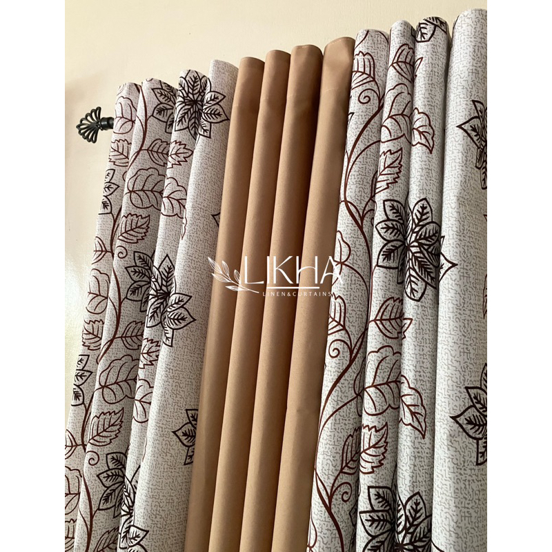 LIKHA - 3in1 Elegant Aderiza Ring Curtains Brown/Gray (6ft/7ft) - sold per piece/set | Shopee ...