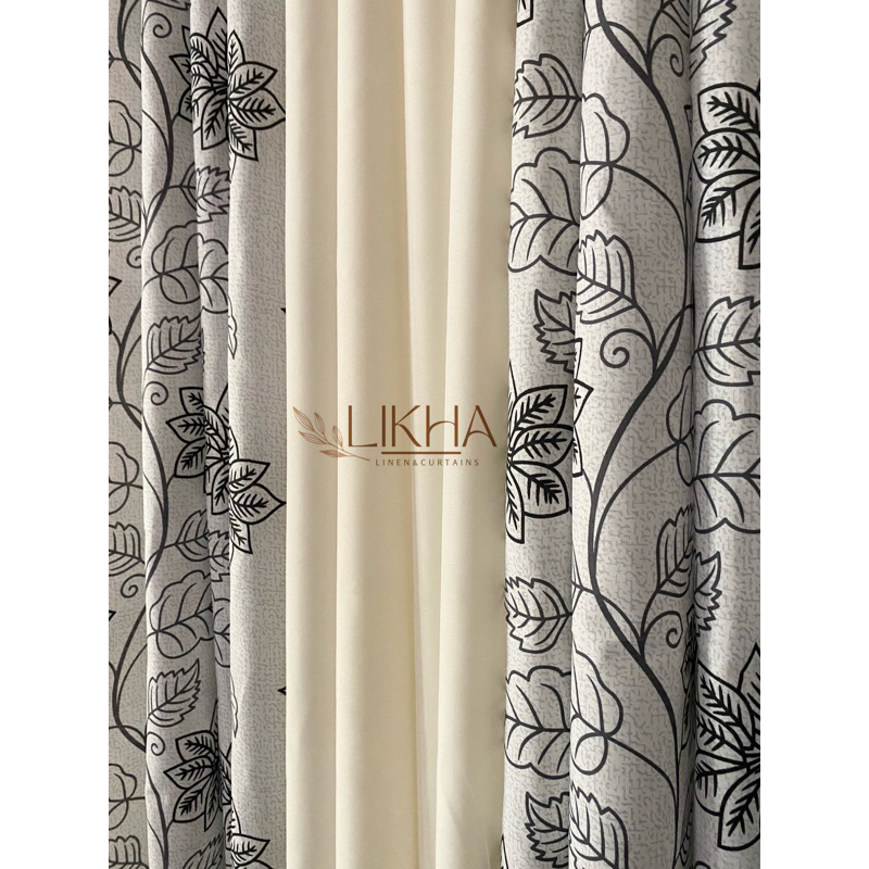 LIKHA - 3in1 Elegant Aderiza Ring Curtains Brown/Gray (6ft/7ft) - sold per piece/set | Shopee ...
