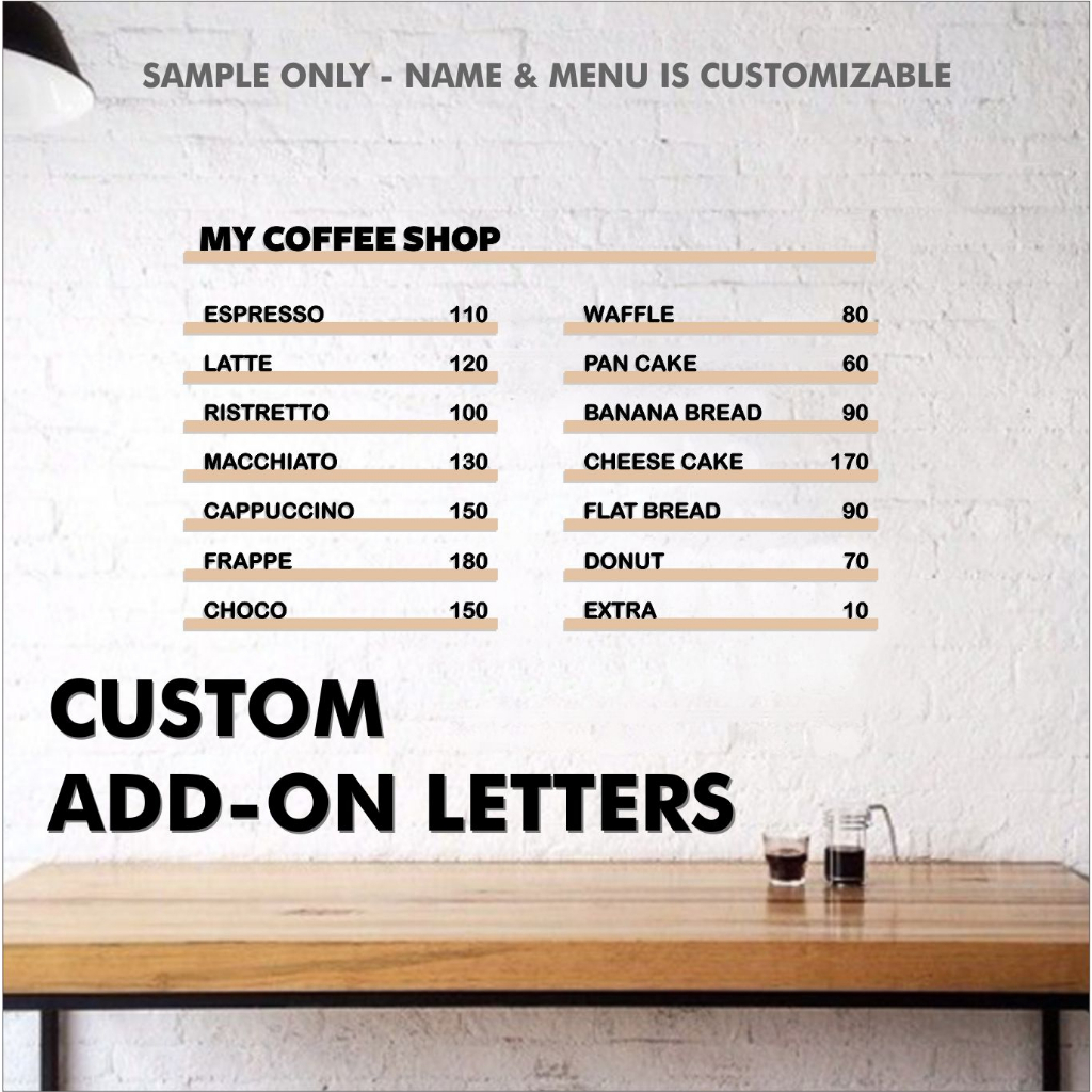 Custom Add-On Letters (WHITE or BLACK) For Wall Menu | Shopee Philippines