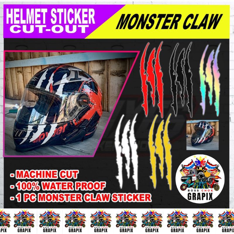 Helmet Claw Sticker - Machine Cut Vinyl Sticker | Shopee Philippines