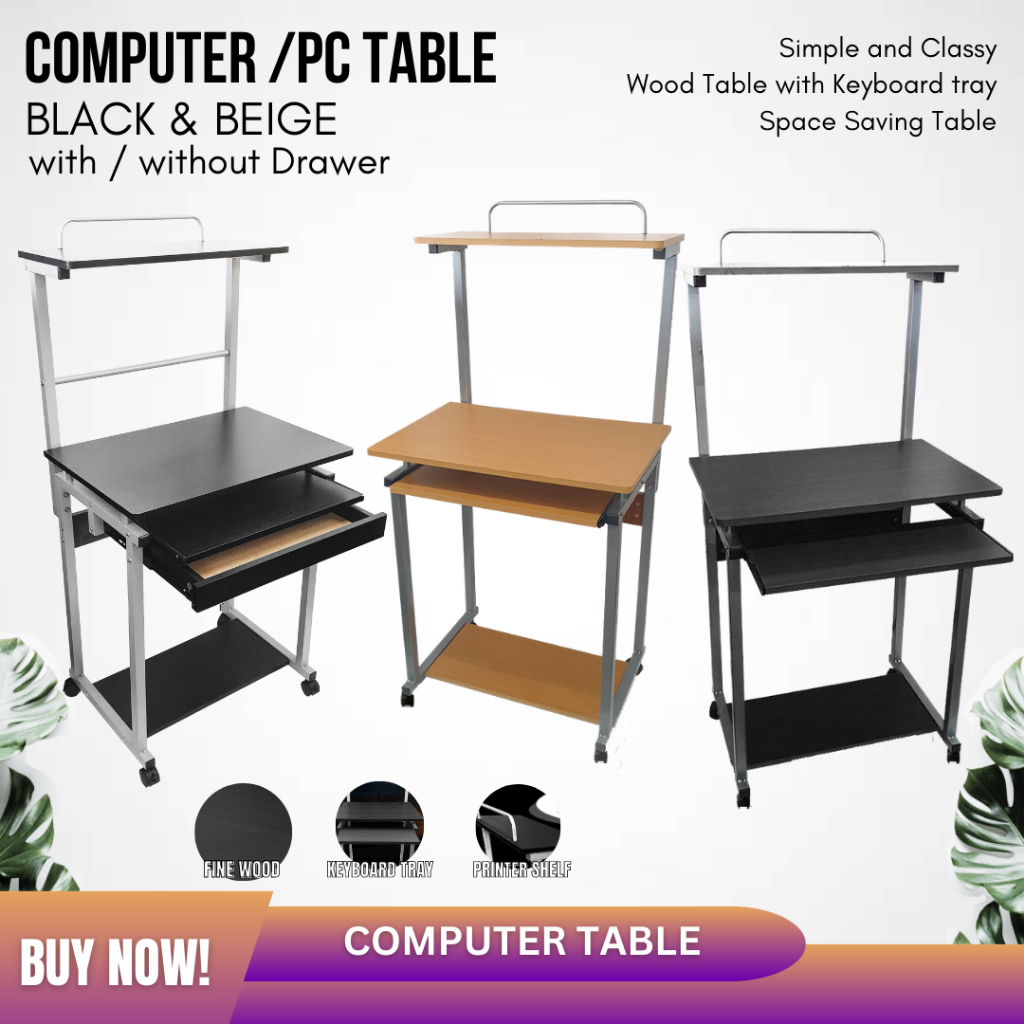 Durable Computer Table Color Black /Simple and Classy/ Wood Table with ...