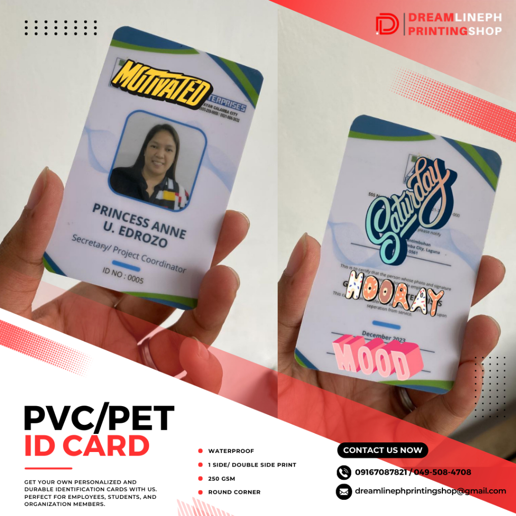 PVC/PET ID ( personalized and durable identification cards) | Shopee ...