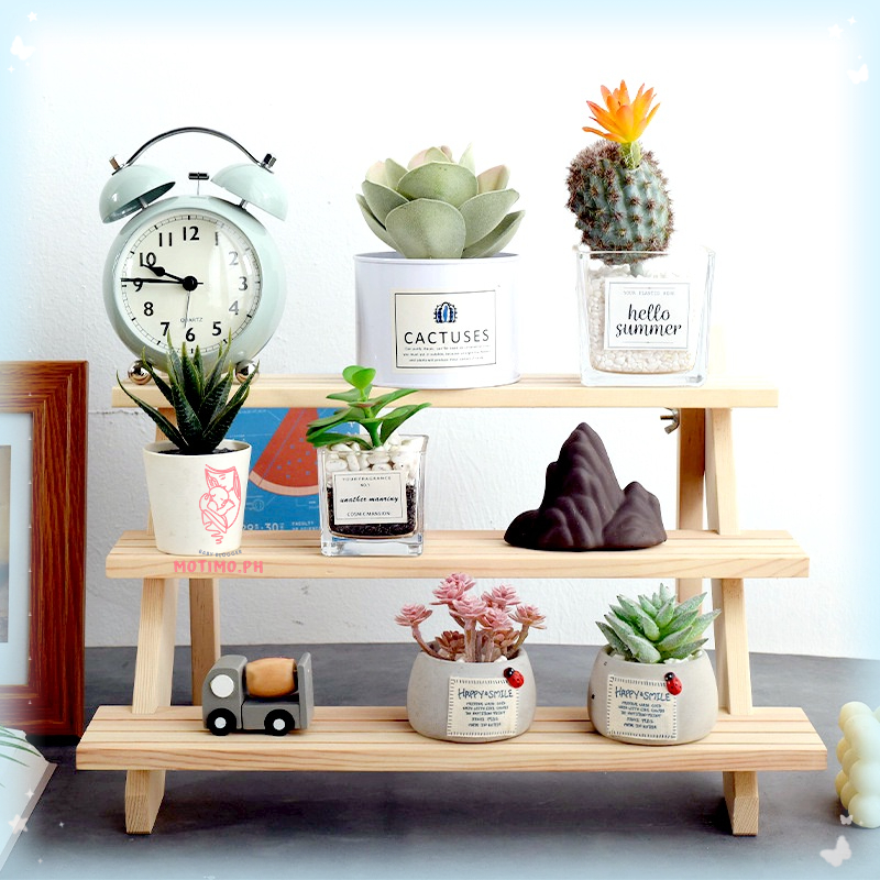 From PH 3-layer ladder Display Storage Rack Solid wood plant rack Multi ...