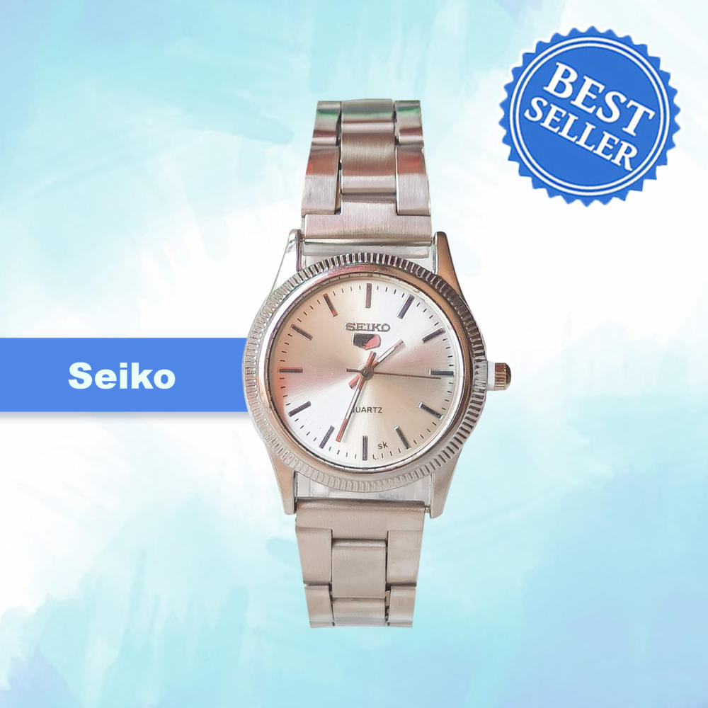 Seiko 5 Quartz All Silver Stainless Steel Band Watch for Women(Silver ...