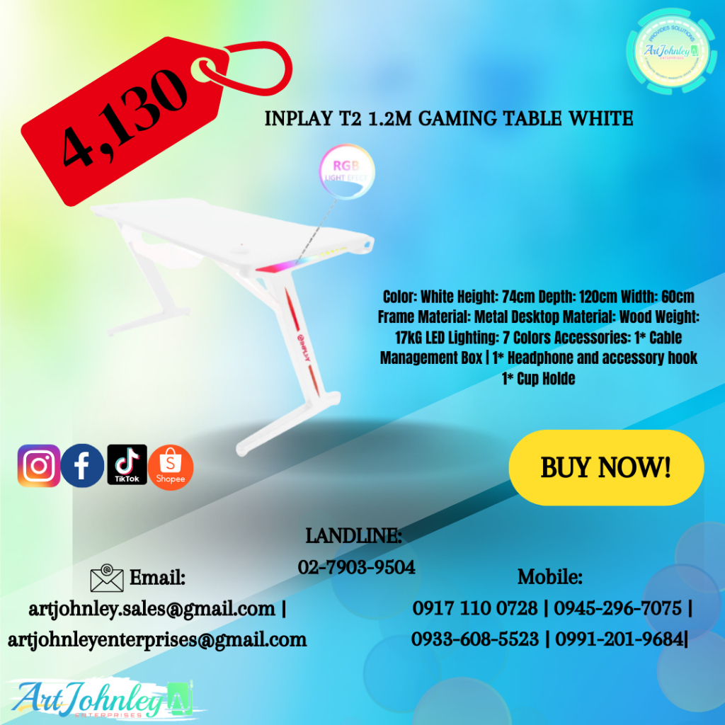 INPLAY RACE T2 GAMING TABLE WHITE | Shopee Philippines
