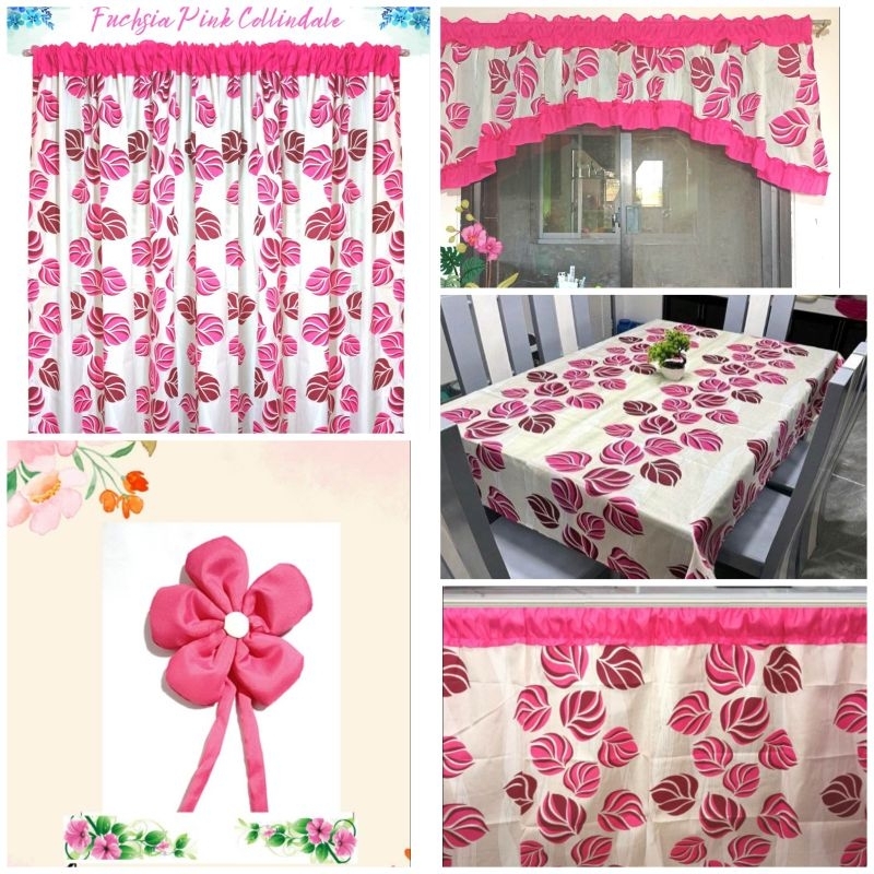 Big leaves Collindale Design Fusha Pink Matchy matchy Curtains Kurtina ...