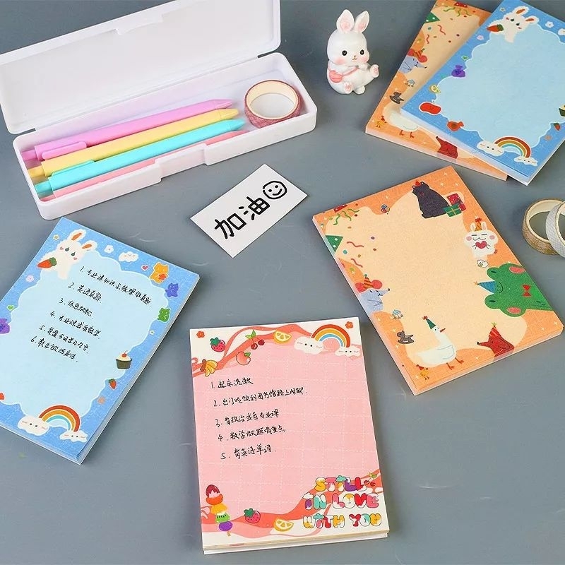 50 Sheets Set Cartoon Notepad Colorful Tearable Notepad Message Note ...