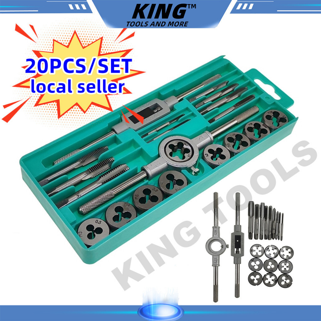 20PCS Adjustable Tap and Die Set Hand Tap Wrench threader Metric Threading Tool Set 6/7/8 ...