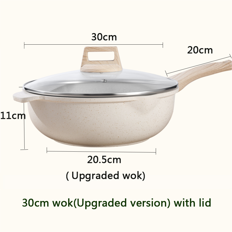 Gaoboos Gold Star Coating Wok Kawali Non Stick Deep Frying Pan For ...