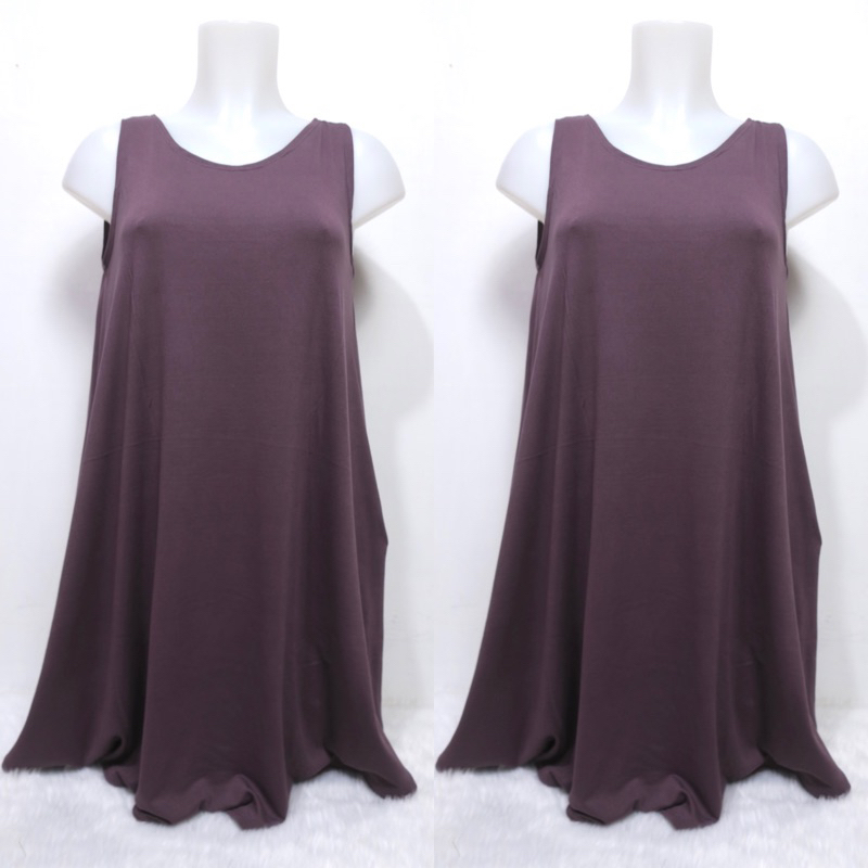 Plus Size Plain Regular Sleeveless Sando Dress With Pockets|Fits M to ...