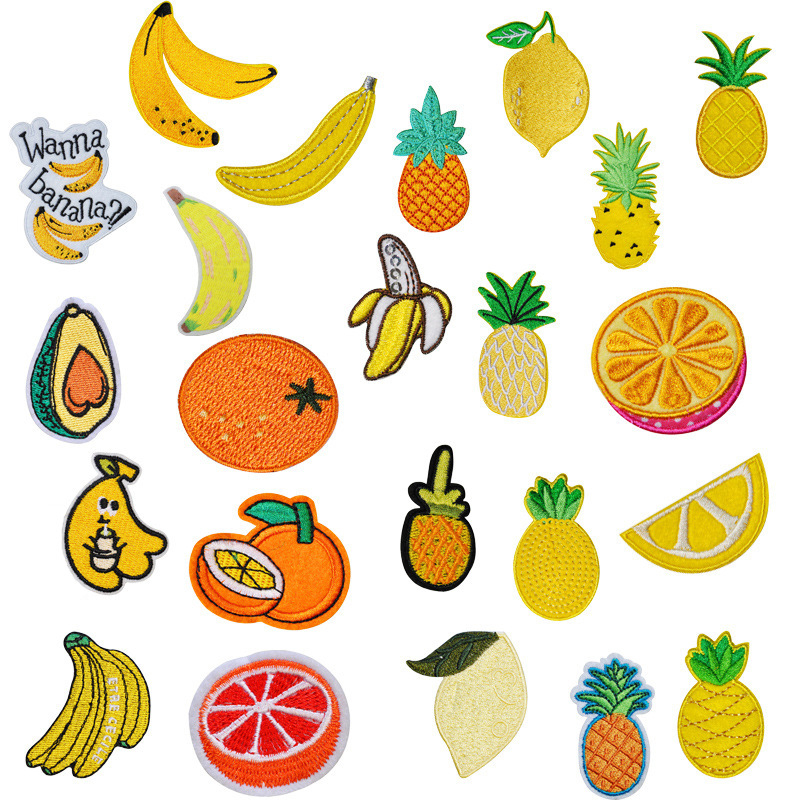 cute fruits banana watermelon cherry papaya embroidered patch patches cloth cap bag embroidery ...