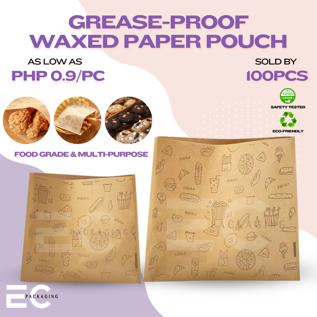 [EC] 100Pcs Greaseproof Paper Bag Pouch Food Wrapper Sandwich Pouch ...