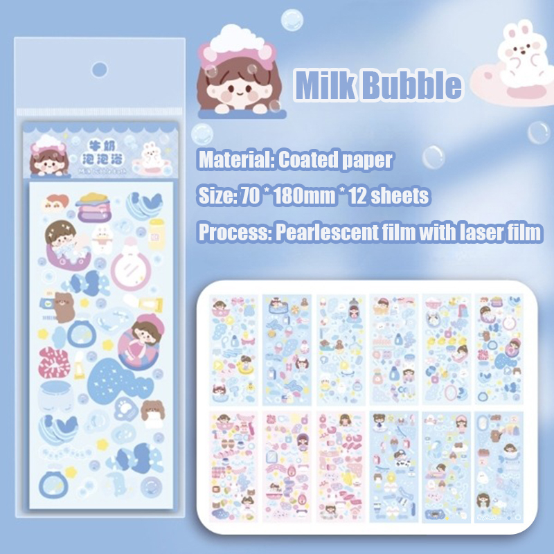 12 Pcs Cute Stickers Collection Journal Scrapbook DIY Guka Plate Decor ...