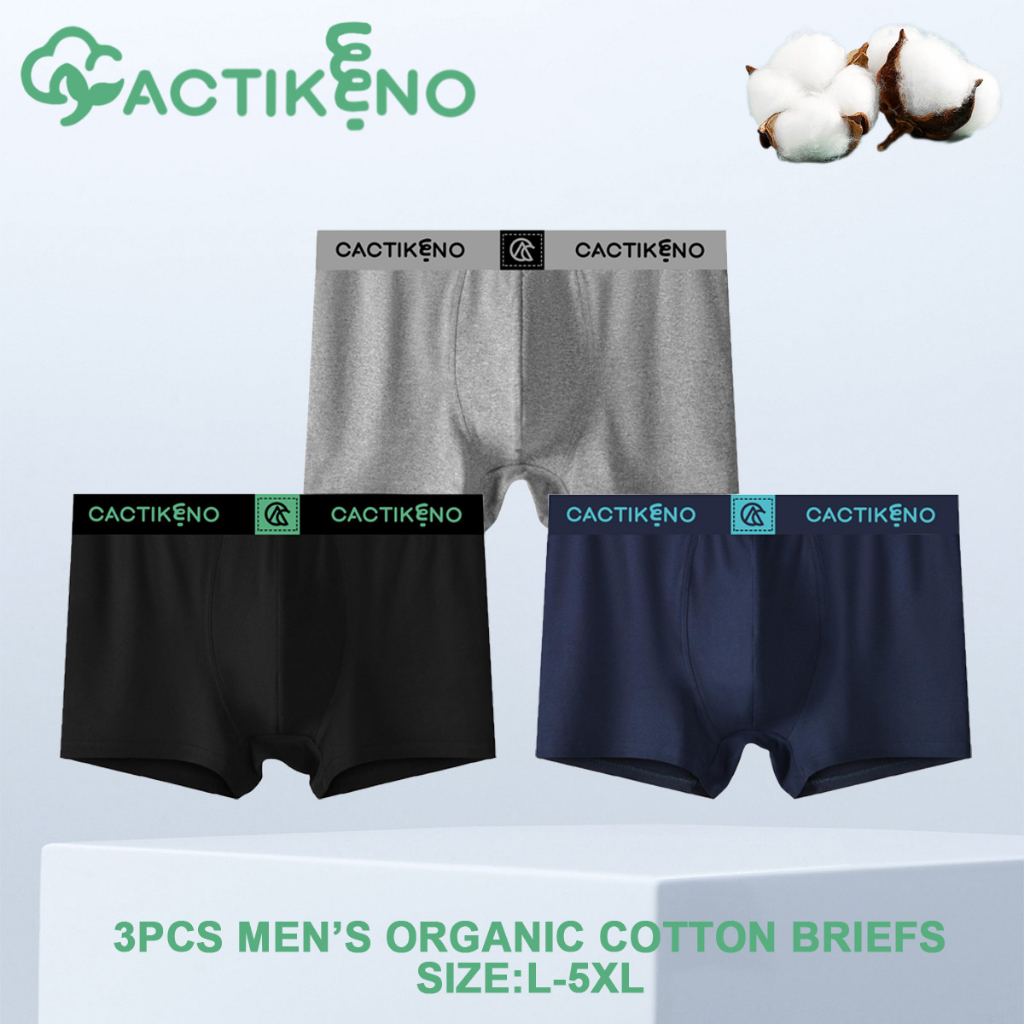 Cacti Keno 3pcs Men's Organic Cotton Boxer Briefs Antibacterial Inner ...