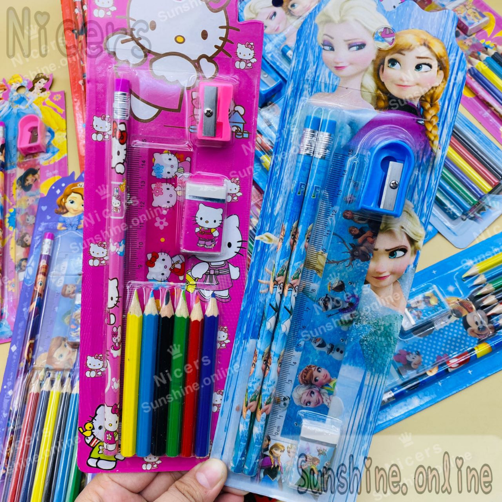 Kids Pencil Stationary Set Cartoon Character Pencils Set School ...