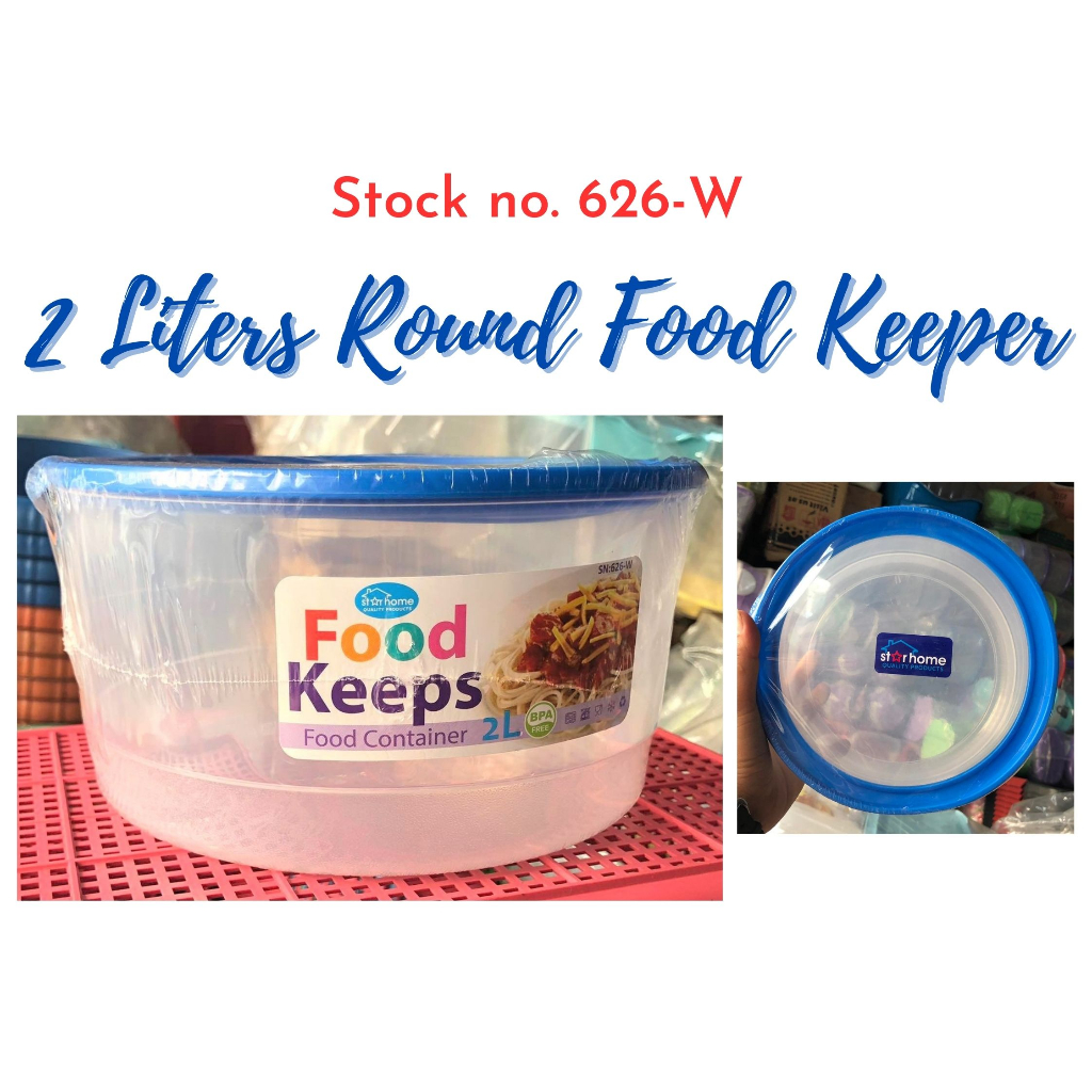 (626-W) Star Home 2 Liters Round Food Keeper BPA FREE Food Storage ...