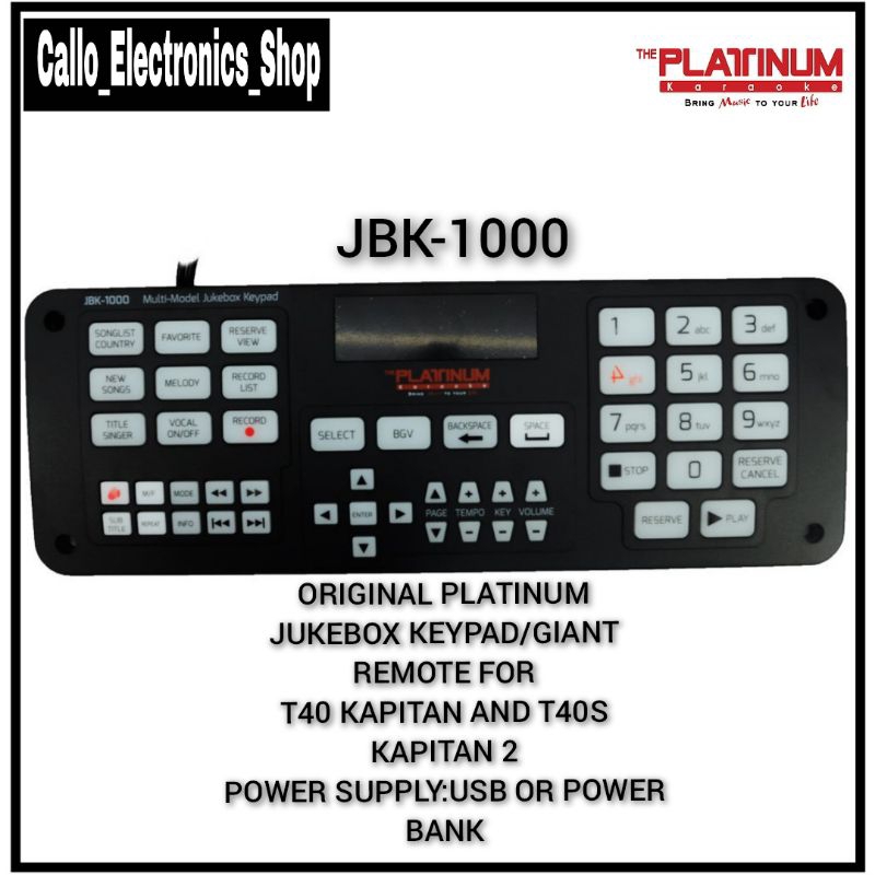 original platinum jukebox keypad for platinum kapitan/kapitan2 | Shopee ...