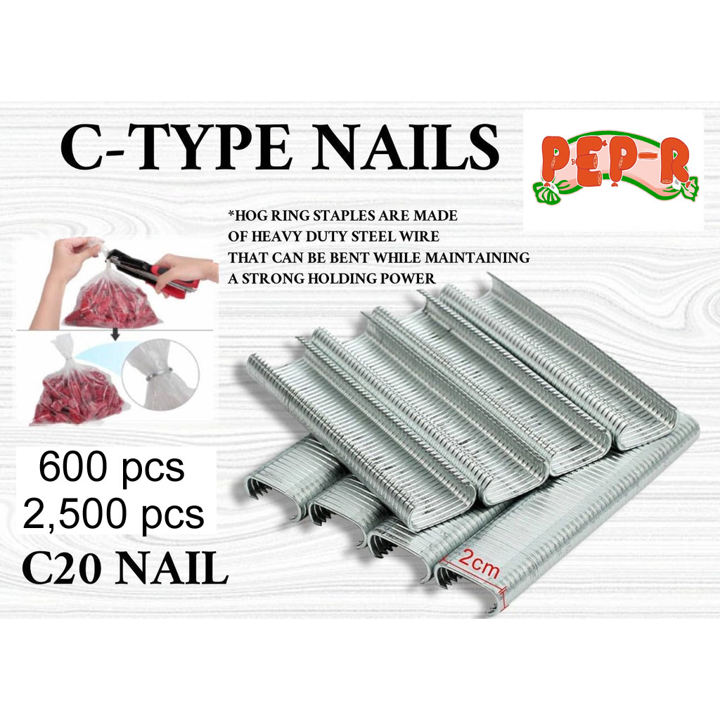 C-Type Hog Rings 600 and 2,500 pcs/Box for Hog Ring Pliers | Shopee Philippines