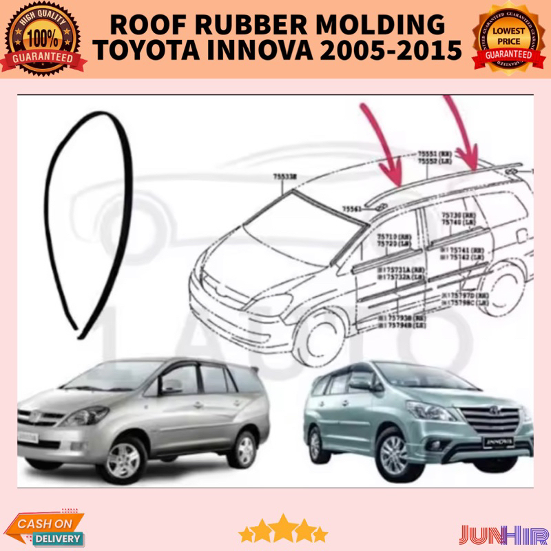 TOYOTA INNOVA ROOF DRIP RUBBER MOLDING 2005 2006 2007 2008 2009 2010 ...