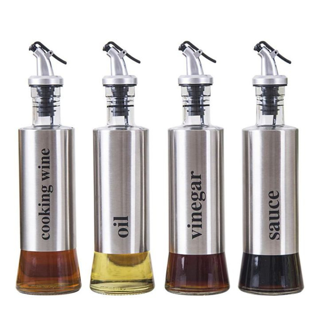Kitchen Liquid Condiment Glass Bottles Sauce Oil Leakproof Dispenser ...