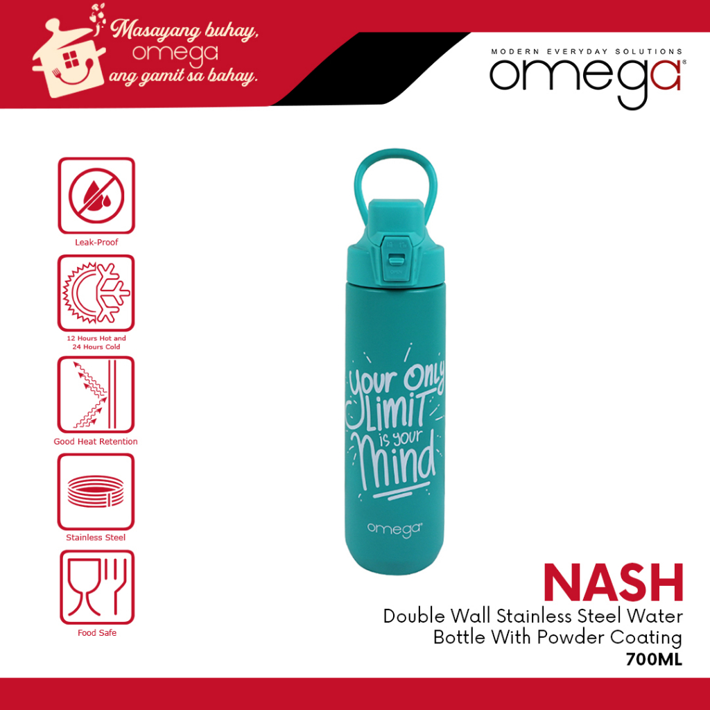 Omega Houseware Nash 700ml Double Wall Stainless Steel Water Bottle ...