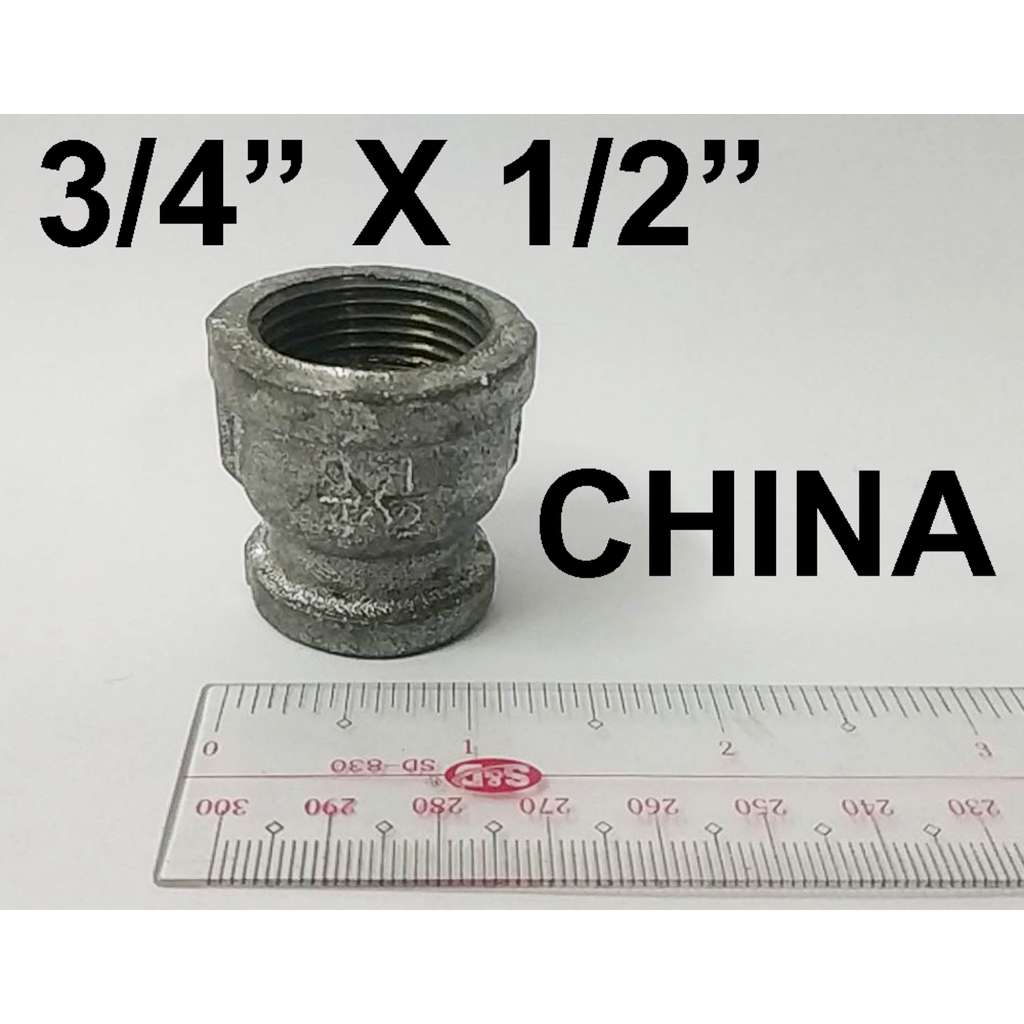 CHINA GI BELL REDUCER 3/4" X 1/2" THREADED SCREW TYPE GALVANIZED IRON COUPLING REDUCER | Shopee ...