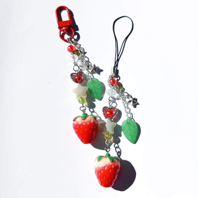 strawberry phone charm keychain strap cute aesthetic coquette | Shopee ...