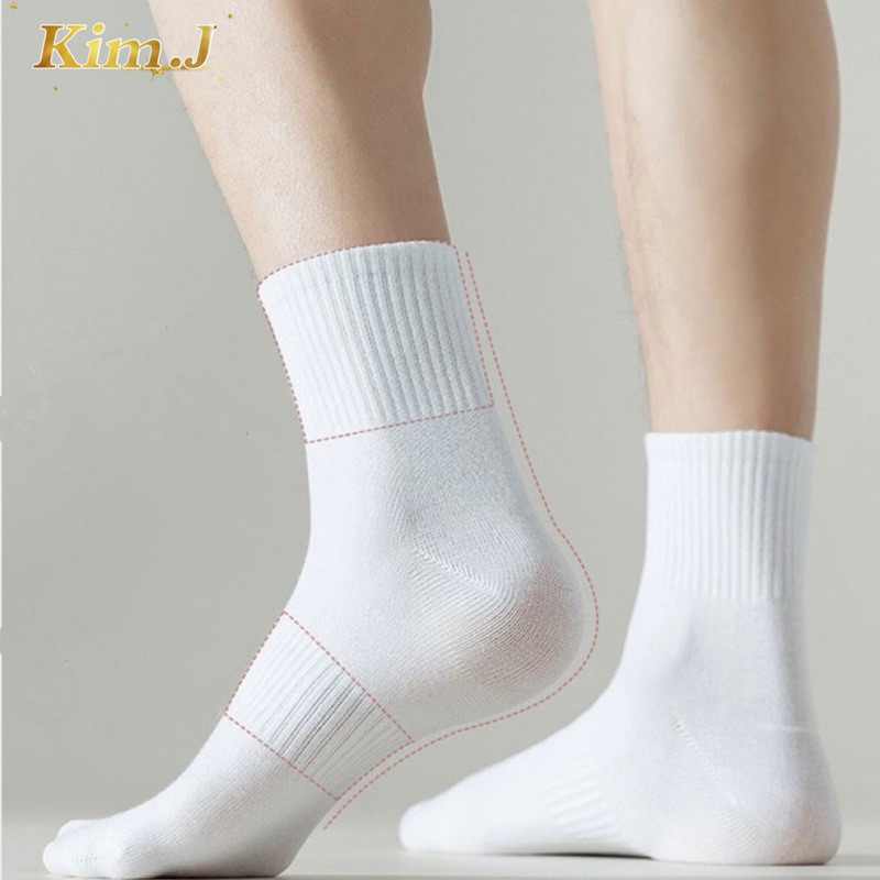 5Pairs Cotton Ankle Plain White School Socks Sports Socks For Men 38-44 ...