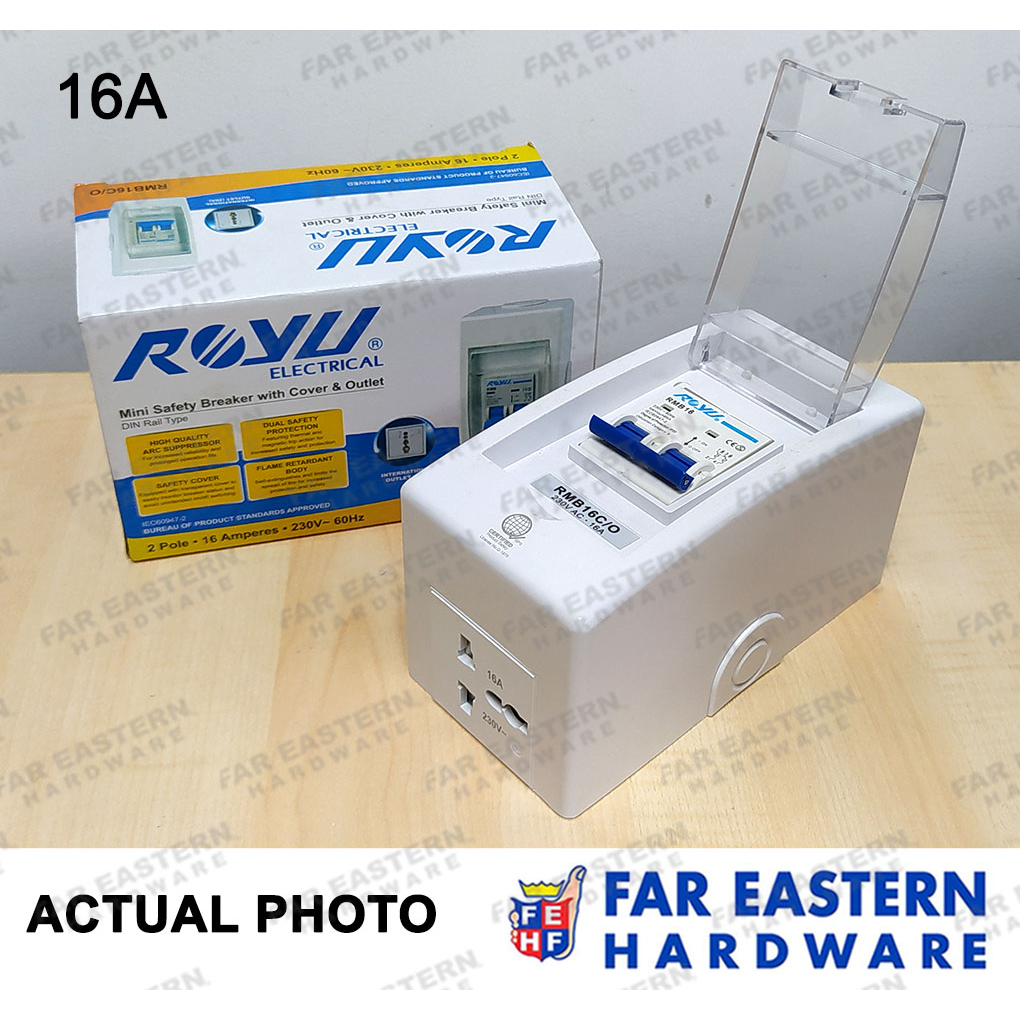 ROYU Electrical Safety Circuit Breaker w/ Power Outlet Universal Socket ...