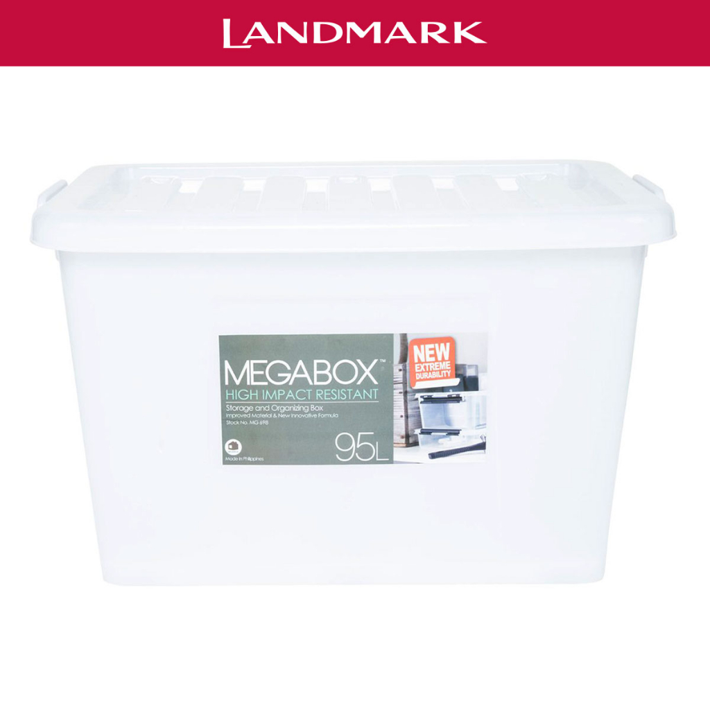 Landmark Mega Storage Box Plastic Container Organizer Rack 95L Clear ...