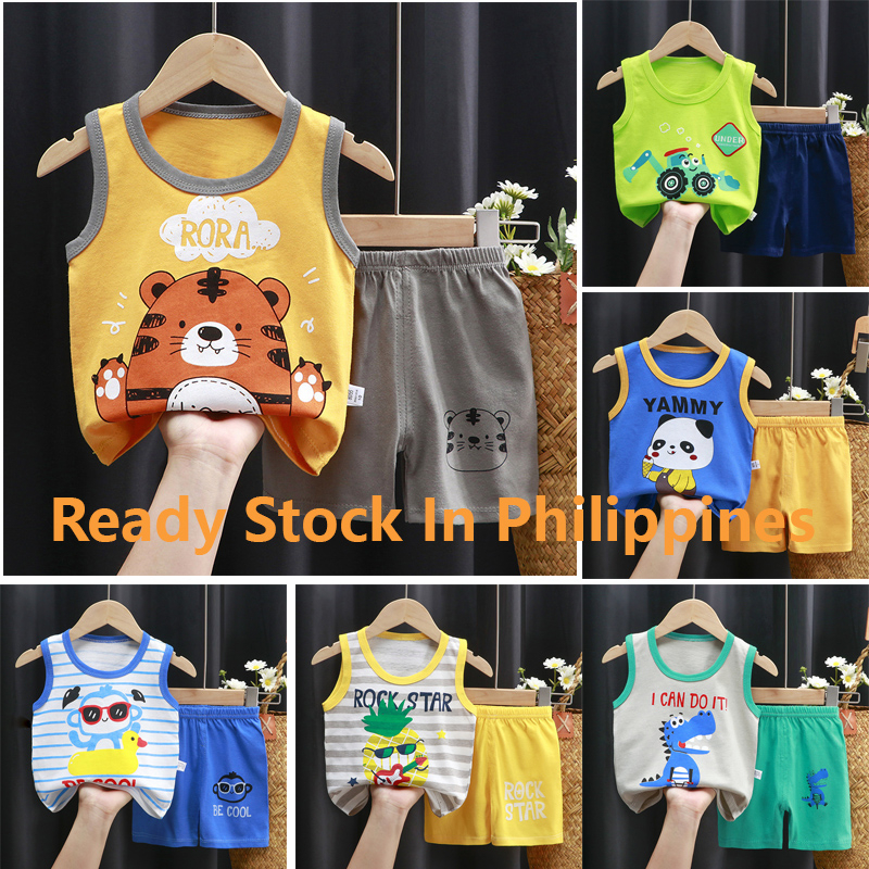 (0-4Yrs) Terno for Kids Boys Baby Cotton Shorts Terno Loose Breathable ...