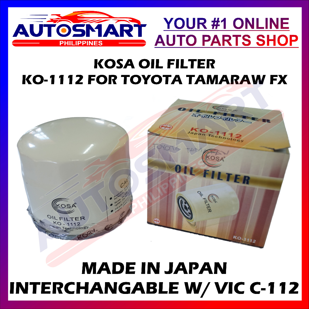 KOSA OIL FILTER FOR TOYOTA TAMARAW FX 1C,2C INTERCHANGABLE WITH VIC C ...