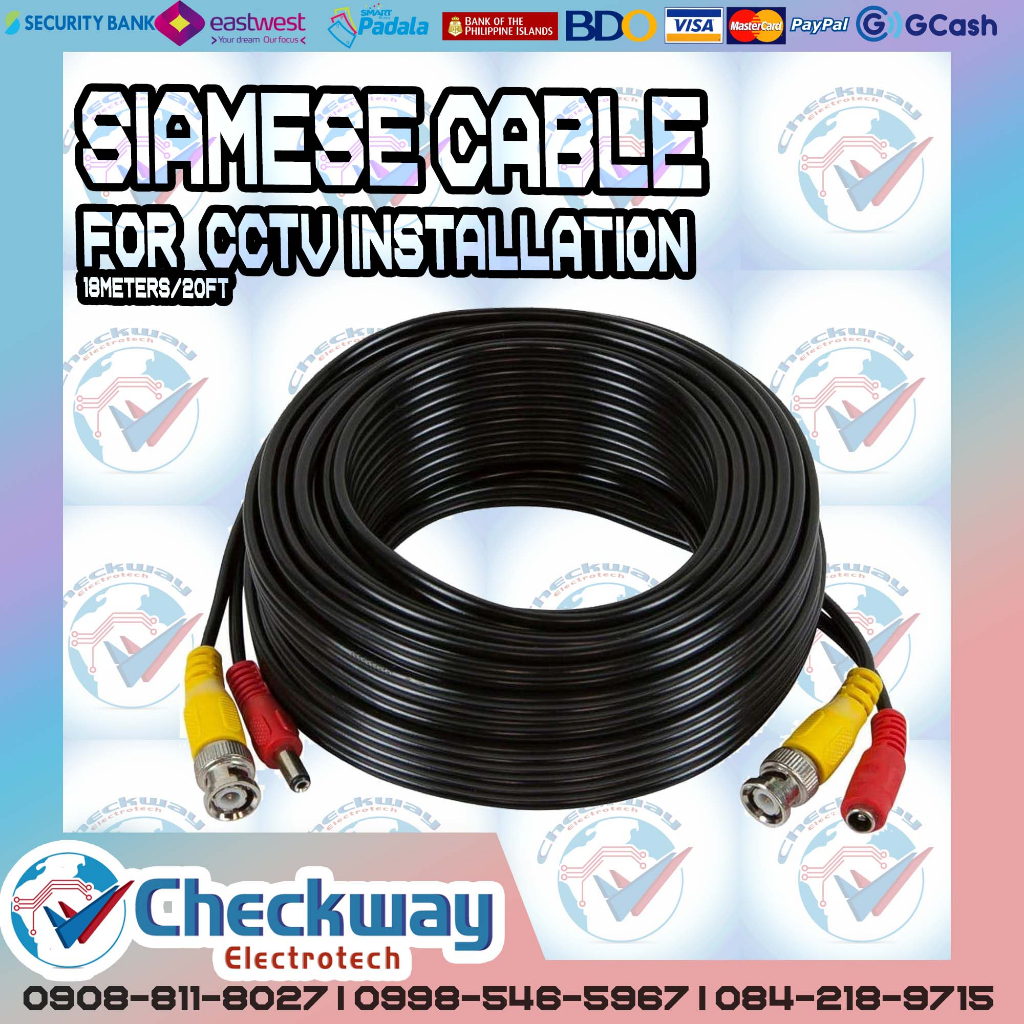 18m HIKVISION Siamese BNC+DC Cable for cctv camera installation use ...