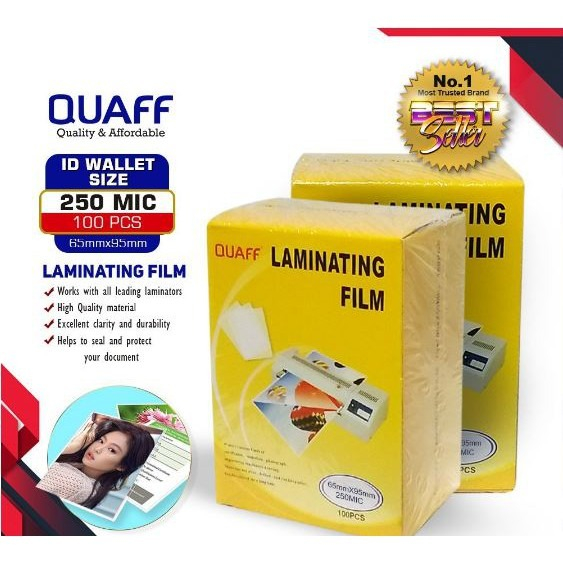 [1 Pack] Id Size Quaff Laminating Film 65x95mm 125 And 250 Mic Cpm