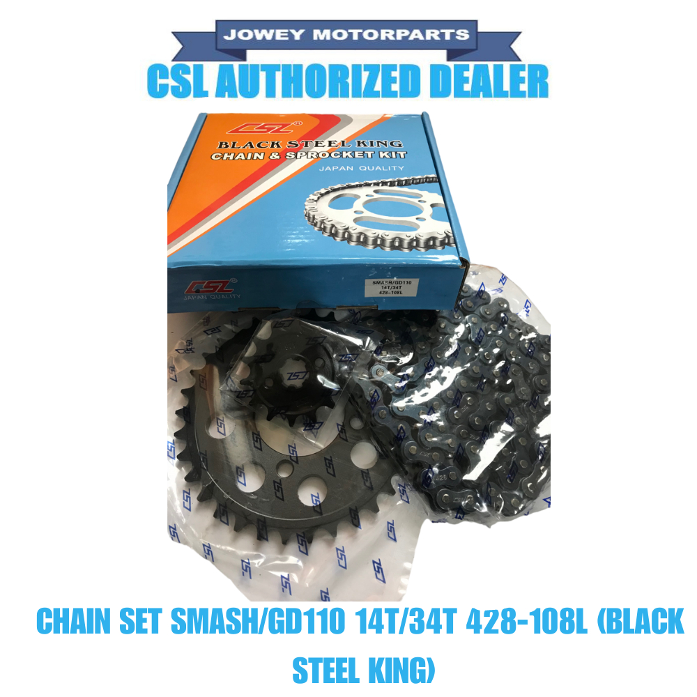 cSL CHAIN SET SMASH/GD110 14T/34T 428-108L (BLACK STEEL KING) JAPAN ...
