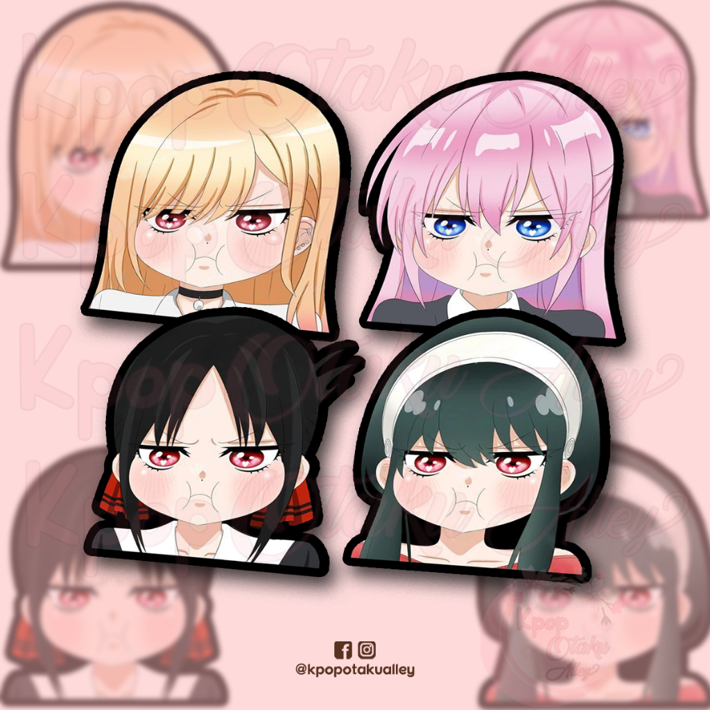 Waifu Anime Chibi Pout - Peeker Sticker | Kpop Otaku Alley Stickers ...