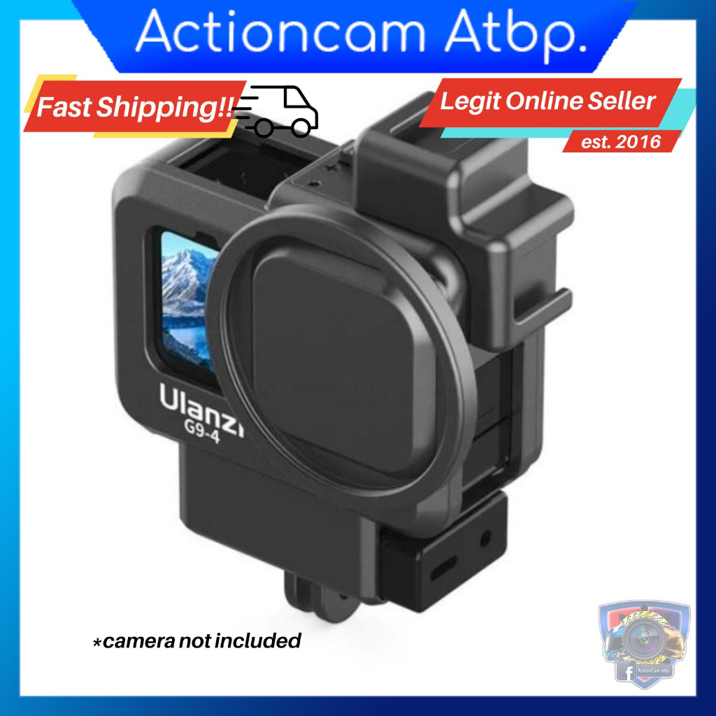 ULANZI G9-4 Vlog Camera Case for GoPro Hero 12,11,10,9 Plastic Frame Cage with Dual Cold Shoe ...