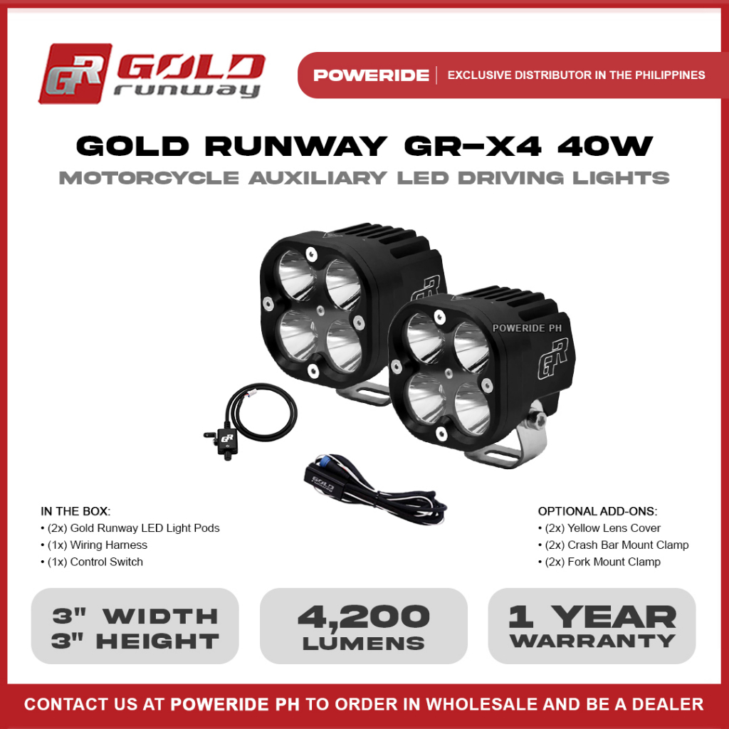 Gold Runway Motorcycle Auxiliary Driving Lights with Warranty | Shopee ...
