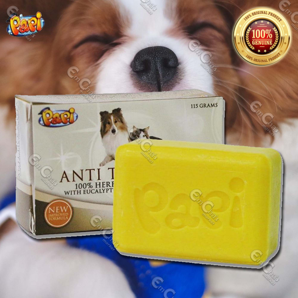 Papi Anti-Tick & Flea Soap 115g Dog/Cat Soap (100% Herbal & Mineral ...