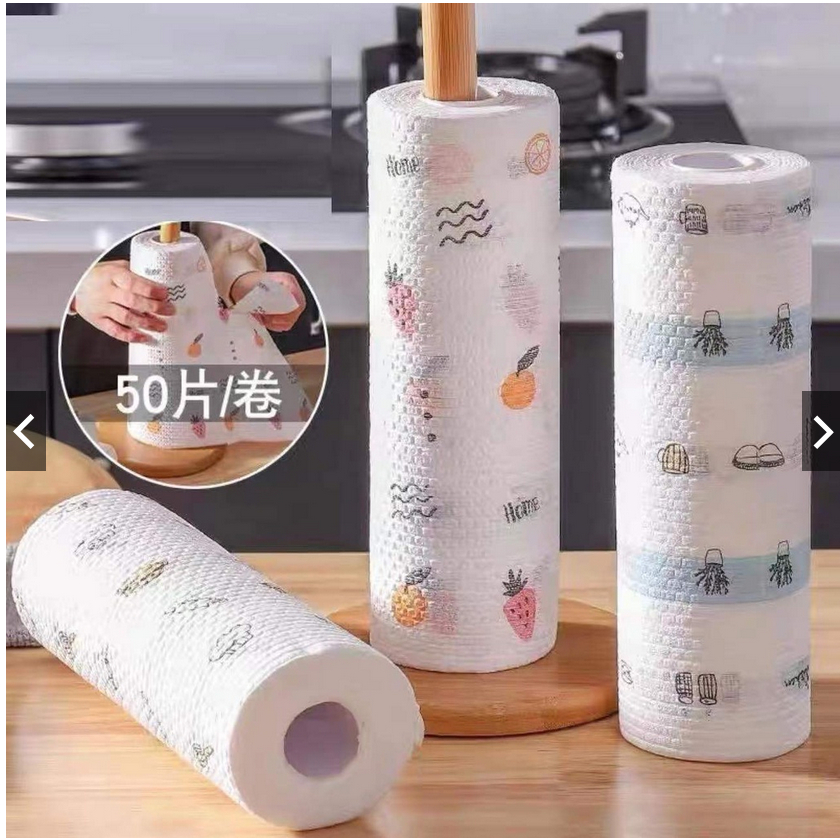 Kitchen Towel Super Absorbent 50 Sheets Non-Toxic Print Disposable Oil ...
